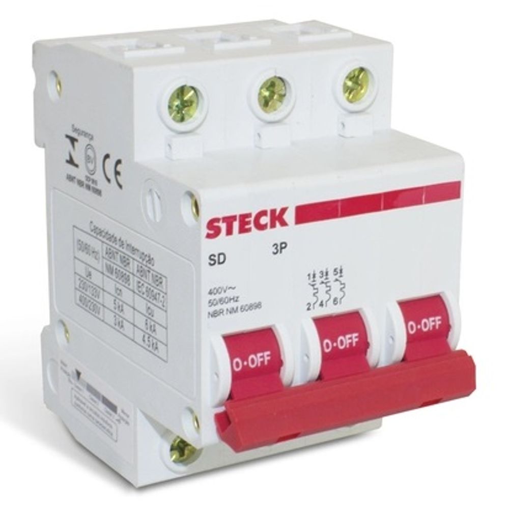 DISJUNTOR TRIPOLAR C 100A SDD3C100 STECK - takei