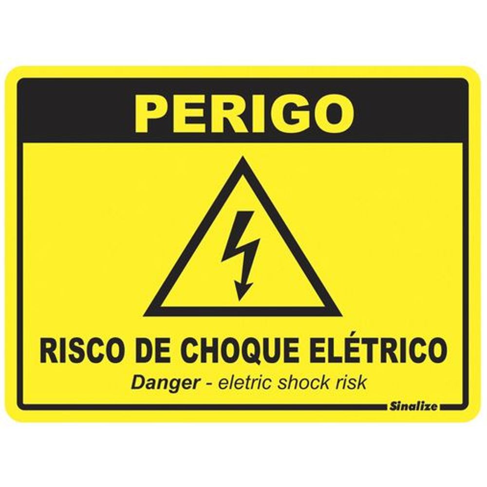 PLACA 220BY 15x20 PERIGO RISCO CHOQUE ELÉTRICO SINALIZE - takei