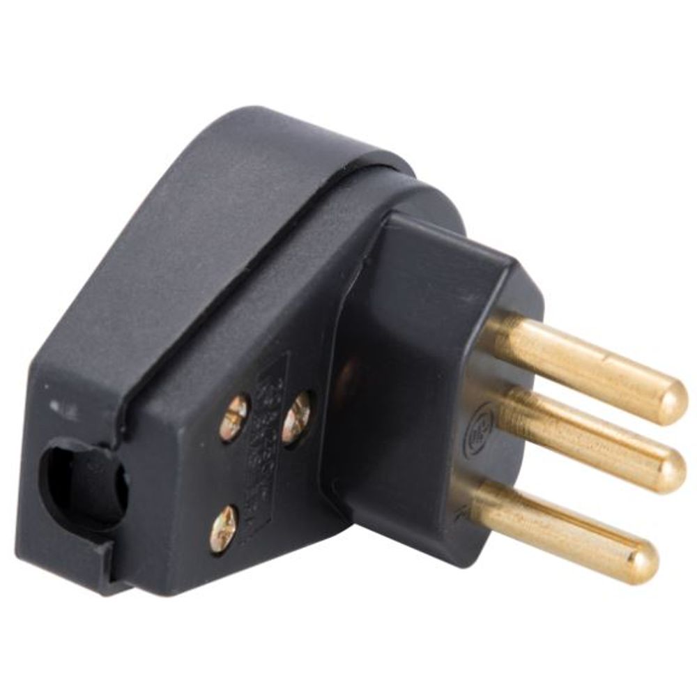 PLUG MACHO ANGULAR 57403/110 2P+T 10A/250V TRAMONTINA PRETO - takei